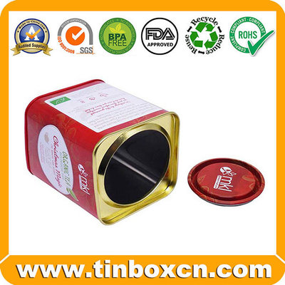 Food Safe Tinplate Square Tin Canister Metal Box Black Tea Tin with Airtight Lid