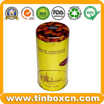 Food Grade Golden Metal Round Chocolate Tin Box with Airtight Lid for Tea Cookies Biscuits