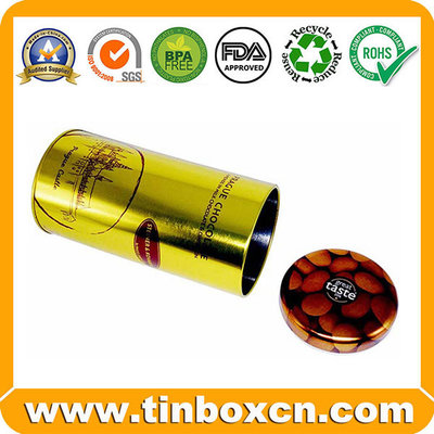 Food Grade Golden Metal Round Chocolate Tin Box with Airtight Lid for Tea Cookies Biscuits