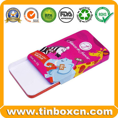 Customized Food Grade Metal Rectangular Sliding Metal Mint Tin Box with Slide Top for Candy Sweets