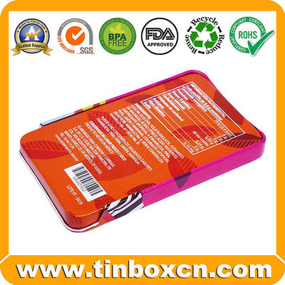 Customized Food Grade Metal Rectangular Sliding Metal Mint Tin Box with Slide Top for Candy Sweets