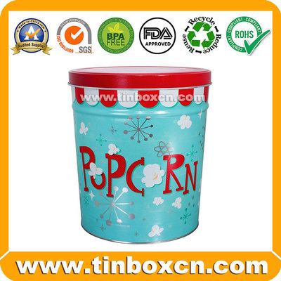 Custom 0.5/1/2/3.5/6.5 Gallon Metal Bucket Popcorn Tin with Lid For Food packaging