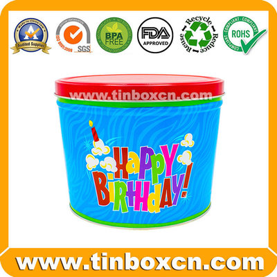 Customized 0.5/1/2/3.5/6.5 Gallon Metal Tin Food Container Popcorn Bucket