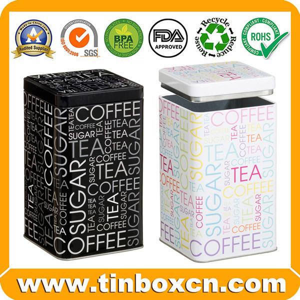 Customized metal can square tea tin box with plug lid for food packaging