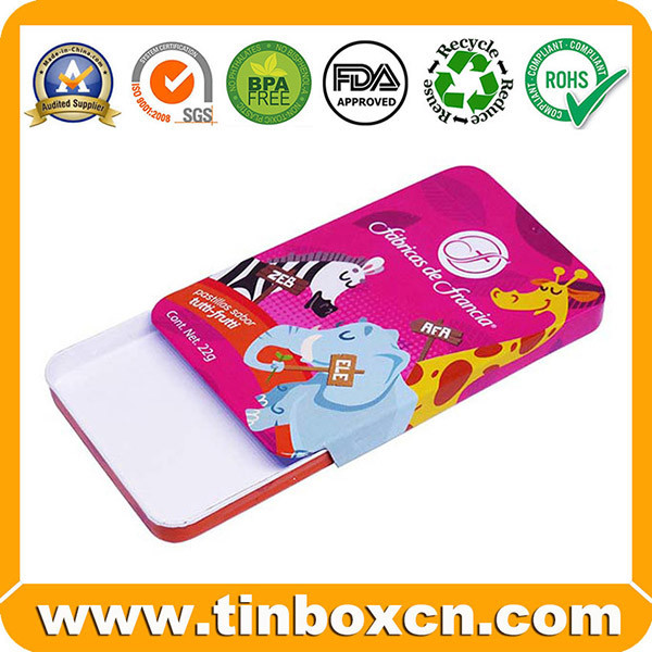 Customized Food Grade Metal Rectangular Sliding Metal Mint Tin Box with Slide Top for Candy Sweets