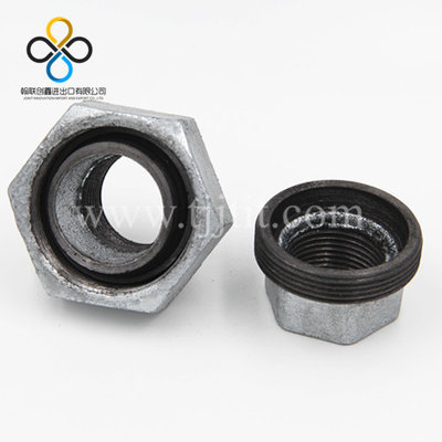 340 Hot dip galvanized malleable cast iron pipe fitting hexagon unions conical joint iron to iron seat  made in china supplier