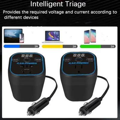 Car Power Inverter Pure Shine Car Inverters Converters 12V 24V To 110V 220V  Power Inverter Dc 12V To Ac 220V For Car Cupholder