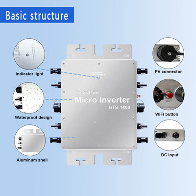Smart 1400W 1600W On Grid Tie Mppt Solar Micro Inverter Grid Tie Micro Inverter Wvc-800W-Life