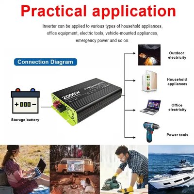 Pure Sine Wave Dc Power Jack Inverter 2000 Watt Power Inverter With Battery Chargee Power Inverter 12V 220V For Home