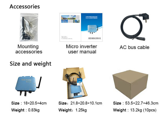 Wireless Micro Inverter 600W 800W 1000W Micro Inverters Pure Sine Wave 230Vac Micro Inverter Extension Cable