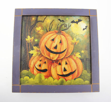 China Wooden handicraft pumkin picture frame wall hanging decoration kids gift holiday gift supplier