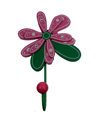 China Wooden lovely pink color flower wall hook children room decoration supplier