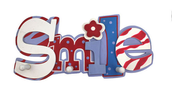 China "Smile" letter clothe hook letter plaque wooden wall hook for decoration supplier