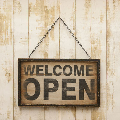 China Antique design wall hanging wooden sign open or closed wood sign board supplier