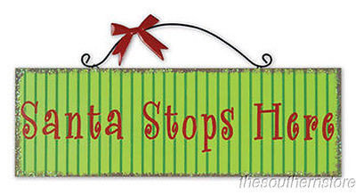 China Christmas Sign Santa Stops Here MDF Wood Wall Plaque SIGN wooden wall hanging signs supplier