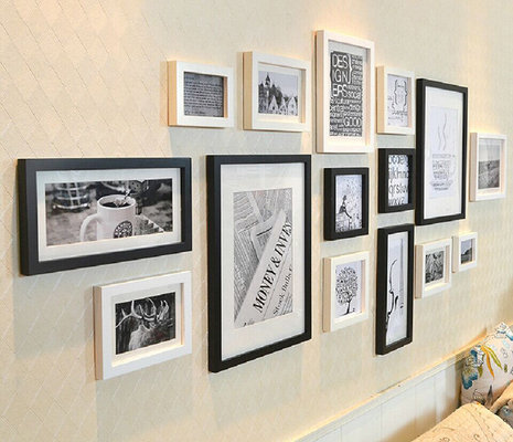 China 15pcs per set wooden wall mounted photo frame for wall decor supplier