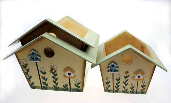 Wooden bird small house handicraft garden and hausehold decoration supplier