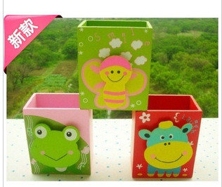 Lovely cartoon wooden pen holder pen case supplier