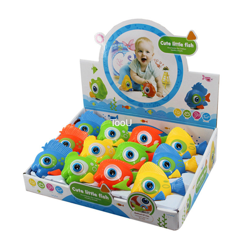 4 colors plastic 12cm wind up fish cube clockwork toys for baby
