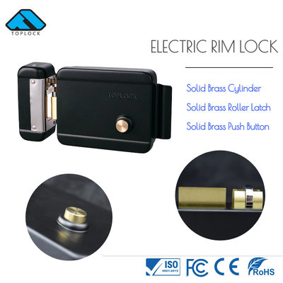 Hot Selling Electronic Euro Lock Electric Rim Door Lock Black Color Solid Brass Cylinder and Latch