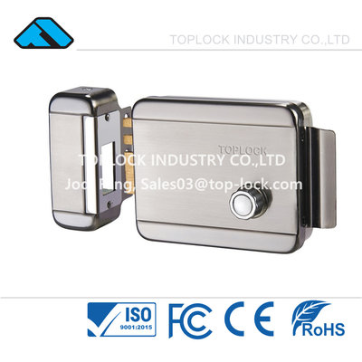 Electric Lock Gate Rim Door Lock with Stainless Steel Plated Cover Single Cylinder for Outside Door Intercom System