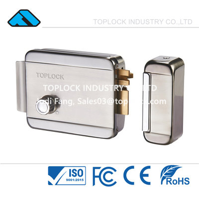 Electric Lock Gate Rim Door Lock with Stainless Steel Plated Cover Single Cylinder for Outside Door Intercom System