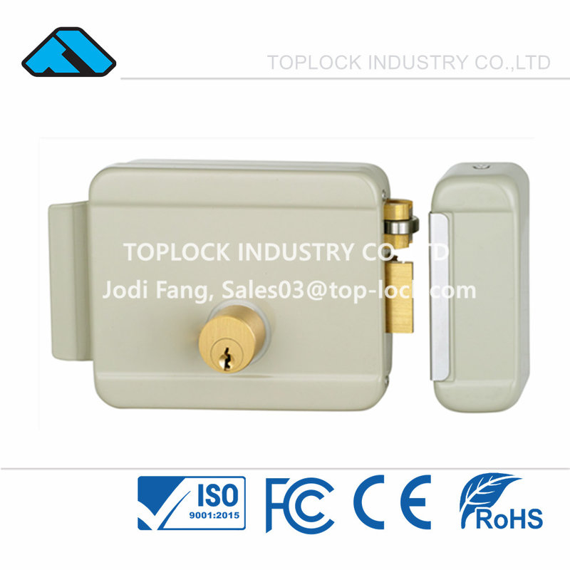 Double Cylinder Electric Lock Door Electronic Rim Lock with Gray Color Spray for Chile, Mexico, Peru Market