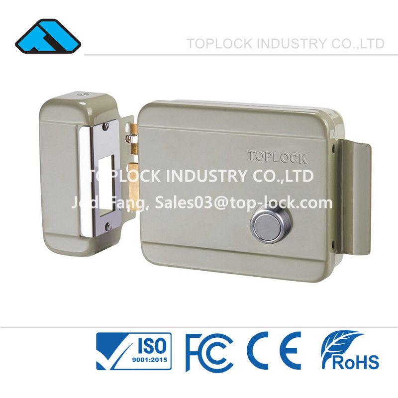 Electric Door Lock 12V Rim Lock for Right Door with Brass Hock/Roll Latch for Outside Door and Intercom System