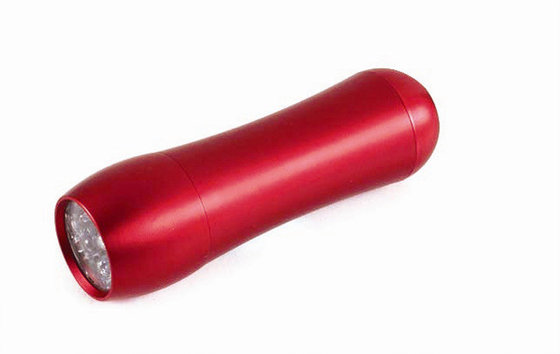 Rojo aluminio 9 LED 3 AAA llevó Camping linterna antorcha ND90002
