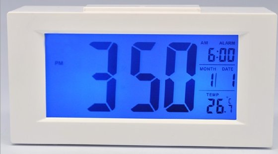 Branco, despertador eletrônico do calendário do Desktop de Digitas LCD do preto com a função dormitar