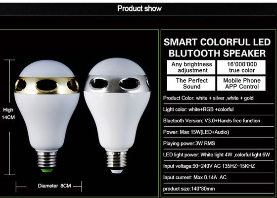 Pequeño Smart llevó la lámpara inalámbrica del altavoz ligero de Bluetooth, luz colorida 6W