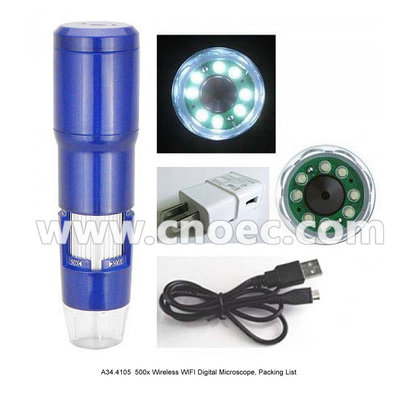 Microscopio de mano azul del Portable 200x Digitaces con la luz blanca LED A34.4105