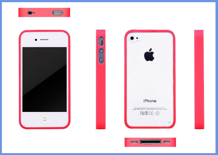 Caixa transparente feita sob encomenda do telefone móvel com quadro médio do silicone para o iPhone 4/5/5S/5C