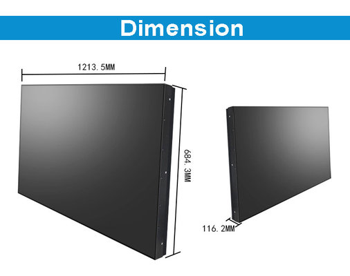 55 Inch Seamless LCD Video Wall Advertising Display 4k Indoor 3x3 Controller