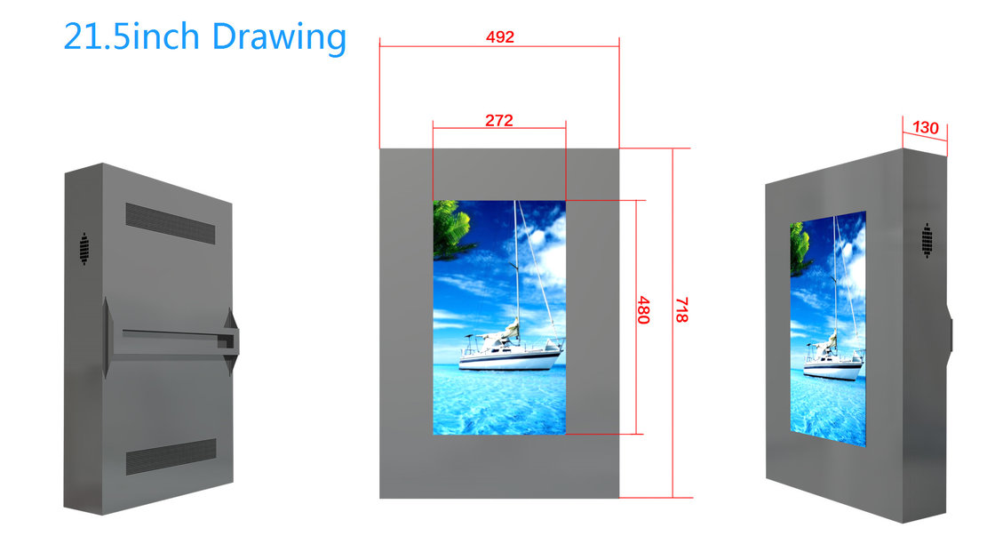 Fan que refresca la señalización al aire libre del LCD Digital 21,5 resolución de la prenda impermeable IP65 1920*1080 de la pulgada