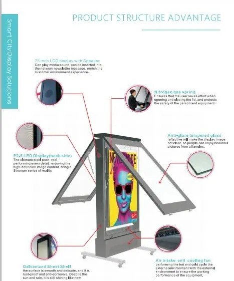 49 Inch Outdoor LCD Digital Signage High Resolution Double Side All In One 50/60 HZ