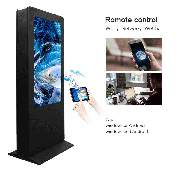 Exhibición de la publicidad de Wifi Lcd de la red del soporte del piso, pantalla al aire libre del quiosco del quiosco de Digitaces