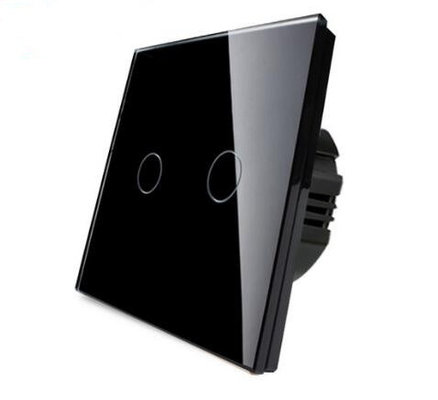 2 gang white toughened glass panel waterproof and fireproof touch sensor light switch