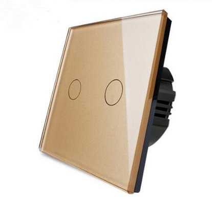 2 gang white toughened glass panel waterproof and fireproof touch sensor light switch