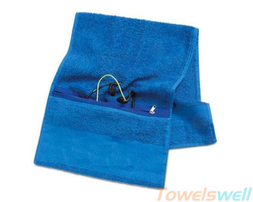 Gym Towel with Zip Pocket ,Lint Free, Ultra Soft, Durable, Scratch-Free, Machine Washable