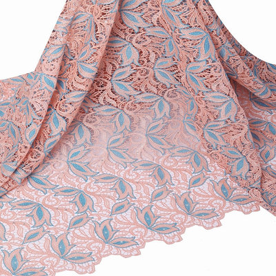 F50252 51-52&quot; width customizable embroidery african cord lace fabric 5 yard for wedding/ party dress