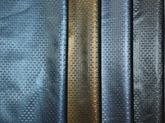 50% Polyester 50% PU Leather Cloth Blue / Gold / Black 140 Gsm yk007
