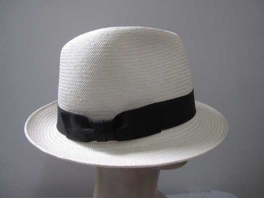 Mens White Straw Fedora Hat