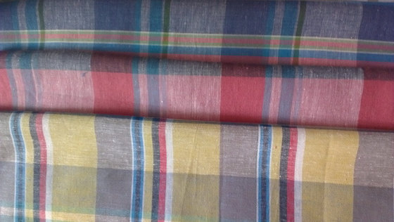 cotton linen poplin yarn dyed check shirting fabric