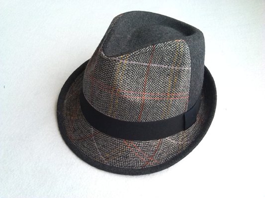 Wool Blend Fabric Adult Mens Straw Fedora Hats With Sweatband , Brim Size 4.5cm