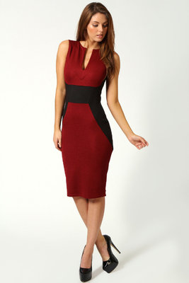 Formal Sleeveless midi bodycon Casual Womens Dresses in Red / White