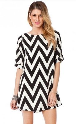 Mature Short Sleeve Chevron Casual Womens Dresses Ladies Shift Dresses