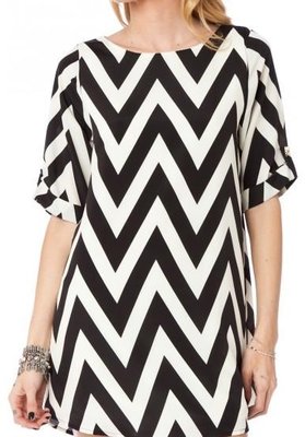 Mature Short Sleeve Chevron Casual Womens Dresses Ladies Shift Dresses