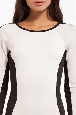 Black And White Long Sleeve Midi Bodycon Dress Sexy Casual Clothing For Women