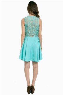 Deep V Neck Chiffon Summer Mint Green Girls Short Dresses with Lace Back